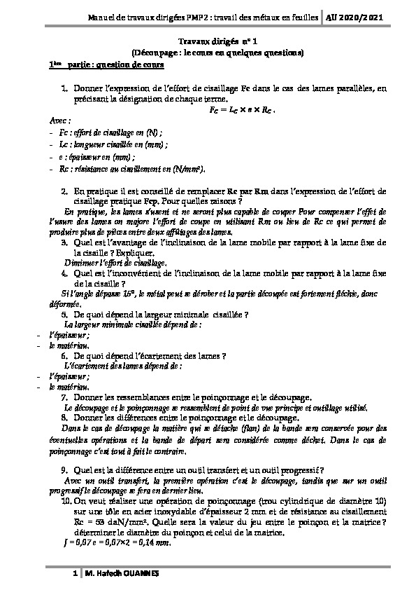 Corrigé TD 1 Et 2 [PDF] - VDOC.TIPS